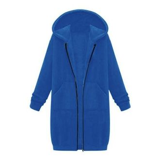 Generic Veste polaire longue pour femme, grande taille, veste en peluche avec capuche, cardigan dhiver à capuche, cardigan chaud, fermeture éclair, manteau dh