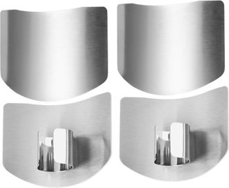 Cabilock 4stücke Edelstahl Fingerschutz Verstellbar Küchen Schneidehilfe Passend Komfortabler Handschutz Beim Gemüseschnitt Lebensmittelsicherheit Küchentool