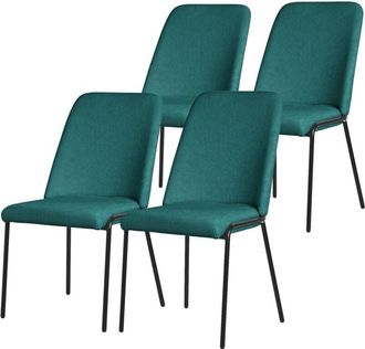 ML Design ML-Design Esszimmerst&uuml;hle 4er Set Petrol, K&uuml;chenst&uuml;hle mit Stoffbezug und Metallbeinen, Wohnzimmerstuhl mit R&uuml;ckenlehne, Polsterst&uuml;hle f&uuml;r Esszimmer
