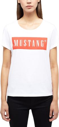 Mustang Jeans Damen T-Shirt ALMA - Regular Fit - XS S M L XL Weiss Schwarz Baumwolle, Größe:XL, Farbe:General White 2045