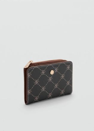 Mango Portefeuille moyen imprim&eacute; logo marron - Femme - Taille unique - MANGO