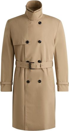 HUGO BOSS Zweireihiger Trenchcoat aus einem Baumwoll-Mix, Comfort Fit in
