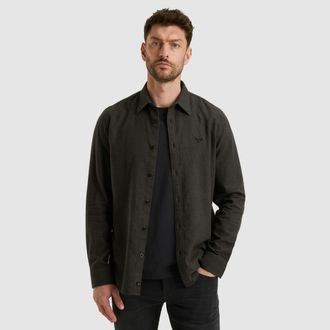 PME Legend Langarmhemd PME LEGEND, Herren, Gr. 4XL, N-Gr, jet schwarz, Web, Obermaterial: 100% Baumwolle, unifarben, regular fit h&uuml;ftbedeckend, Rundhals, 2-Knopf