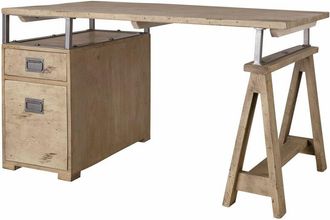 Massivmoebel24 Schreibtisch Mango 140x78x80 whitewash lackiert railway 329