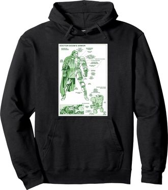 MARVEL Doctor Dooms Armor Schematic Vintage Comic Blueprint Pullover Hoodie