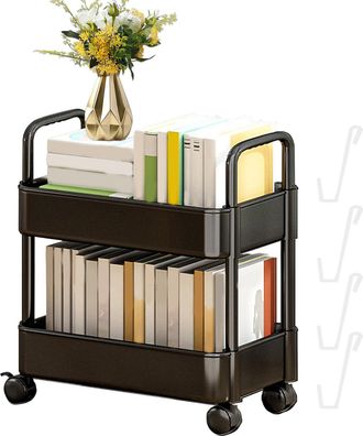 Generico Mobiles Bücherregal - Organizer für Spielzeug, 2 Etagen, mit Rollen, mehrere Bücher, Aufbewahrung von Snacks und Spielzeug