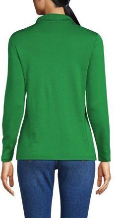 Lands End Supima-Poloshirt mit langen Ärmeln, Damen, Größe:40-42 petite, Grün, Baumwolle, by Lands End