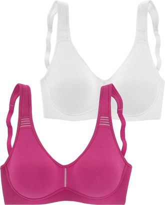 Petite Fleur Damen T-Shirt-BH ohne B&uuml;gel, nahtlos vorgeformte Cups, breite Tr&auml;ger f&uuml;r bequemen Halt, atmungsaktiv, Baumwolle