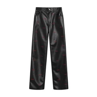 Loewe Lammlederhose - - Trousers - Damen - Schwarzk - S
