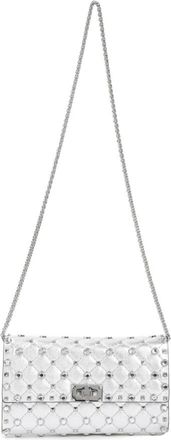 Valentino Garavani Femme, Sacs, Gris, Taille: ONE Size Quilted Leather Crossbody Bag