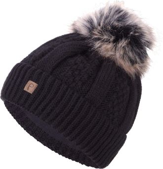 Faera Winterm&uuml;tze M&uuml;tze Damen warm gef&uuml;ttert Kunstfell Bommelm&uuml;tze Zopf-Strickmuster Fleecefutter Bommel Winter Herbst Strickm&uuml;tze Beanie M&auml;dchen 61, Farbe: