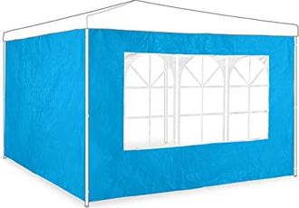 Relaxdays Seitenteile für Pavillon, 2er Set, 2x3 m, Pavillonwand mit Fenster, wasserdicht, hellblau