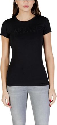 A|X Armani Exchange Femme, Tops, Noir, Taille: 38 FR T-Shirt &agrave; Manches Courtes et Col Rond