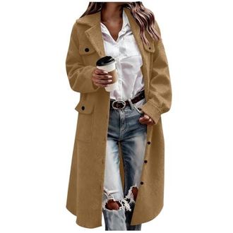 Generic Trench femme en laine m&eacute;lang&eacute;e avec col &agrave; revers - Manteau dhiver d&eacute;contract&eacute; daffaires, camel, XXL