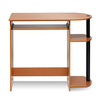 Furinno Bureaux dOrdinateur, Bois, Cerisier Clair/Noir, Taille Unique, Light Cherry, One Size