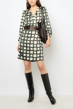 Gerard Darel Robe courte imprim&eacute; g&eacute;om&eacute;trique - SASKIA - Kaki moyen