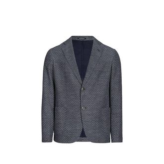 Emporio Armani Veste droite à chevrons en laine