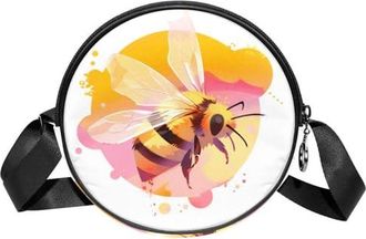 Generic Petit sac &agrave; bandouli&egrave;re Circle pour femme, petit sac &agrave; bandouli&egrave;re avec fermeture &eacute;clair, bretelles r&eacute;glables, sac &agrave; main rond d&eacute;contract&eacute; pour femmes