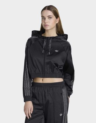 adidas Originals Pearl - Sweat &agrave; capuche court &agrave; fermeture &eacute;clair - Noir