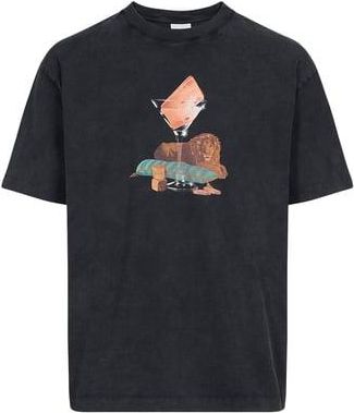 Dr&ocirc;le de Monsieur T-shirt Glass lion droit col rond imprim&eacute; en coton