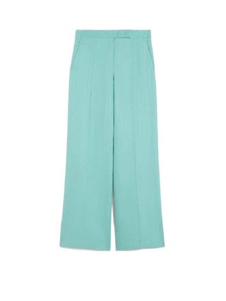 Max Mara Pantalon Batavia en lin &agrave; chevrons Aqua