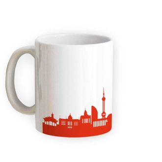 44spaces Tasse Shanghai Skyline - B&uuml;rotasse Kaffeebecher St&auml;dtetasse 5 Farben f&uuml;r Shanghaier & Fans, Umzug Richtfest Architekt (rot)