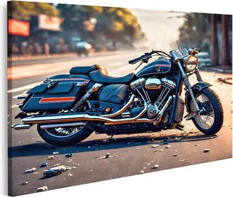 Islandburner Bild auf Leinwand Motorrad Chopper Fat Boy passend f&uuml;r Harley Davidson Bilder Wandbilder Poster