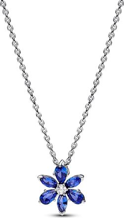 Pandora Timeless Funkelnde Blaue Herbarium Cluster Anhänger Halskette aus Sterling Silber mit Zirkonia Steinen, Größe 45cm, 392387C02-45