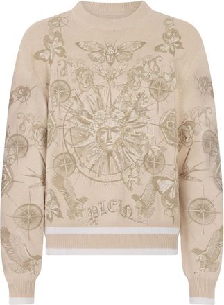 Philipp Plein Homme, Pulls, Beige, Taille: L Pull Ras du Cou Tattoo