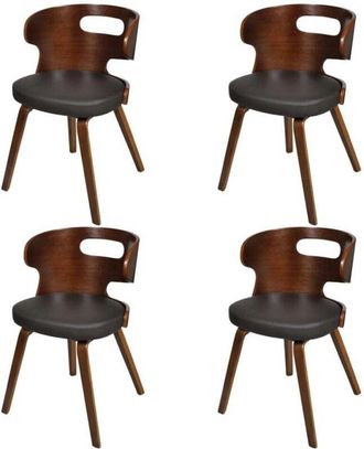 vidaXL Vidaxl - Esszimmerst&uuml;hle 4 Stk. Braun Bugholz und Kunstleder