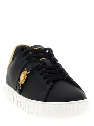 Versace Mens Black Nylon Low Top Sneakers