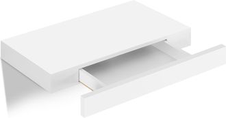 Woltu Wandregal mit Schublade, Schweberegal Weiß, Regalbrett aus MDF, Wandboard für Wohnzimmer Schlafzimmer Flur, 40 x 5 x 25 cm, RG9344ws