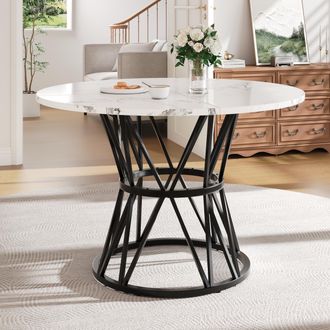 Generic VIEKOS Runder Esstisch (100&times;100&times;76cm), K&uuml;chen-Esstisch, runder Couchtisch f&uuml;r 4 Personen, geeignet f&uuml;r Esszimmer,Wohnzimmer, stilvolle Tischbeine aus 