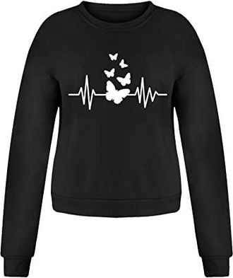 Generic Pull à col rond et manches longues pour femme - Sans capuche - Uni - Pull dhiver avec poches - Vestes thermiques - Chemisier dextérieur chaud, Noir, X