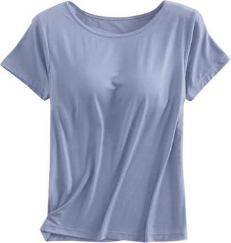 Generic D&eacute;bardeur de sport pour femme avec soutien-gorge int&eacute;gr&eacute; mignon &agrave; manches courtes sans manches Y2K - Pour course &agrave; pied, col rond, printemps - D&eacute;barde