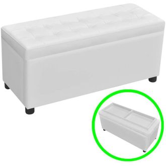 vidaXL Pouf de rangement Cuir synth&eacute;tique Blanc Vidaxl
