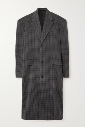 Balenciaga Oversized-mantel Aus Einer Baumwollmischung Mit Hahnentrittmuster - Grau