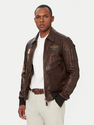 Aeronautica Aeronautica Militare Lederjacke 261PN5056U100839 Dunkelbraun Regular Fit