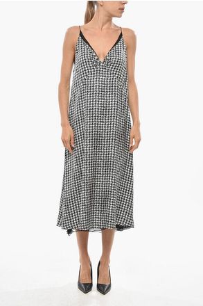 Dior Houndstooth Patterned Silk Slip Dress size 40