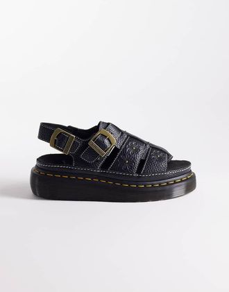 Dr. Martens Dr. Martens - Wrenlie - Sandales &agrave; motif fleuri en relief - Noir