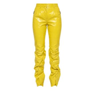 Dolce & Gabbana Pantalon en cuir - Femme - Pantalons - Jaune - Taille: 38 FR