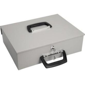 Wedo Geldkassette Universa 35,5 x 10 x 27,5 cm (b x h x t) 4 F&auml;cher f&uuml;r Banknoten 8 F&auml;cher f&uuml;r Hartgeld mit Schloss Stahl pulverbeschichtet lichtgrau