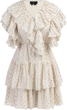 Faina R&uuml;schenkleid Damen Wollwei&szlig; mit goldenen Punkten