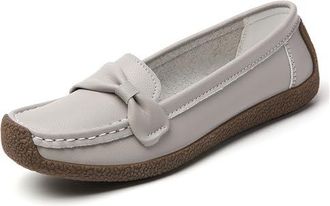 Generic Chaussures plates à enfiler à bout rond pour femme - Semelle souple - Style décontracté et léger, gris, 39.5 EU