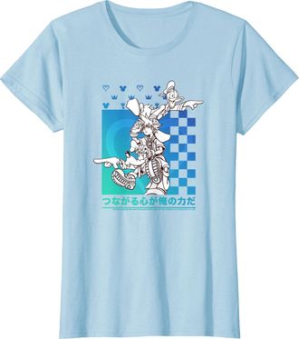 Disney Kingdom Hearts Sora Donald Goofy Kanji Checkerboard T-Shirt