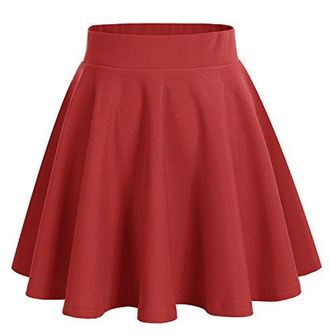 Dresstells Jupe Mini Courte &eacute;vas&eacute;e en Polyester, Rouge 2XL