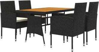 vidaXL Vidaxl - Mobilier &agrave; d&icirc;ner dext&eacute;rieur 5 pcs R&eacute;sine tress&eacute;e Noir