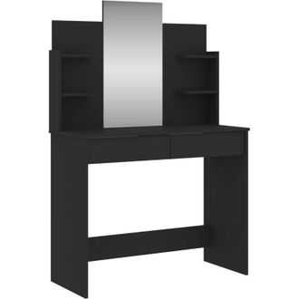 vidaXL Coiffeuse avec miroir noir 96x39x142 cm Vidaxl
