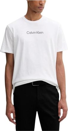 Calvin Klein Homme, Tops, Blanc, Taille: XL T-shirt imprim&eacute; &agrave; manches courtes en coton