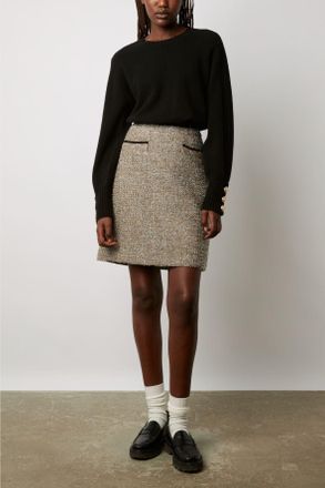 Gerard Darel Jupe courte en tweed et lurex - BARTHOLOME - Argent